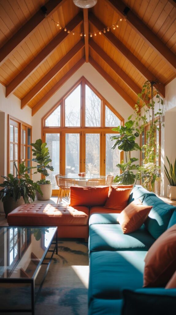 Stylish Vaulted Ceiling Living Room Lighting Ideas